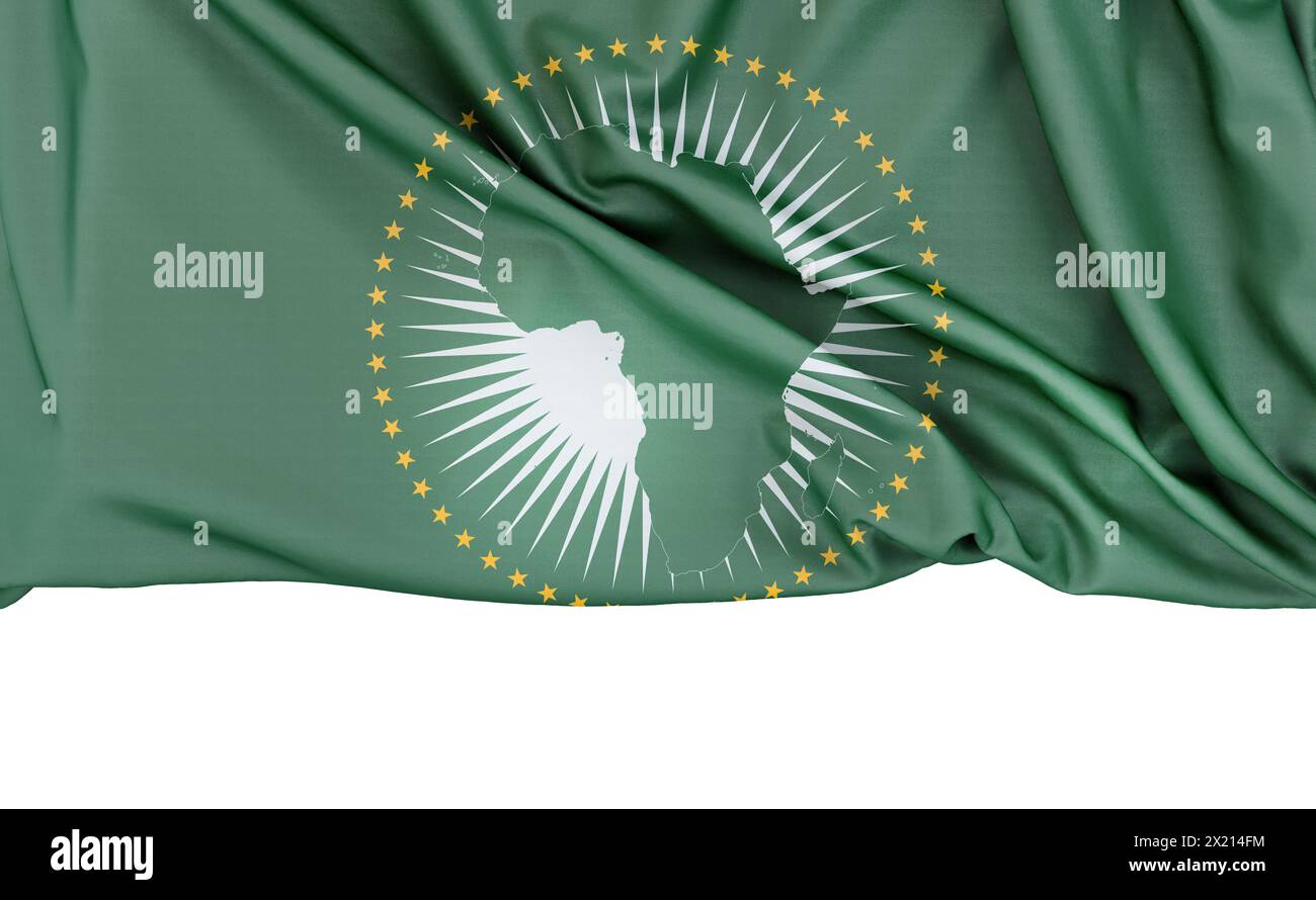 Flag of African Union isolated on white background with copy space ...
