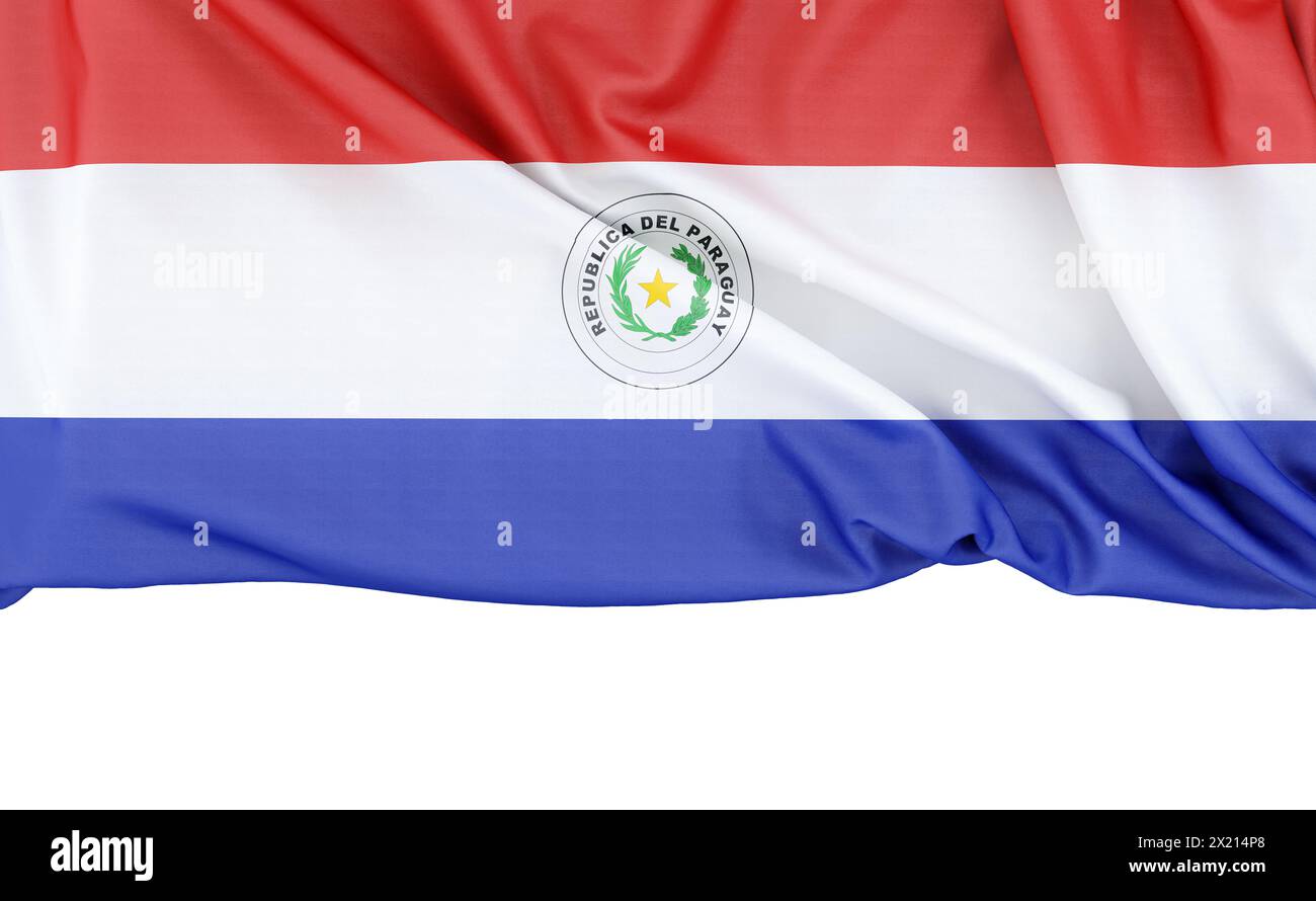 Flag of Paraguay isolated on white background with copy space below. 3D rendering Stock Photo ...