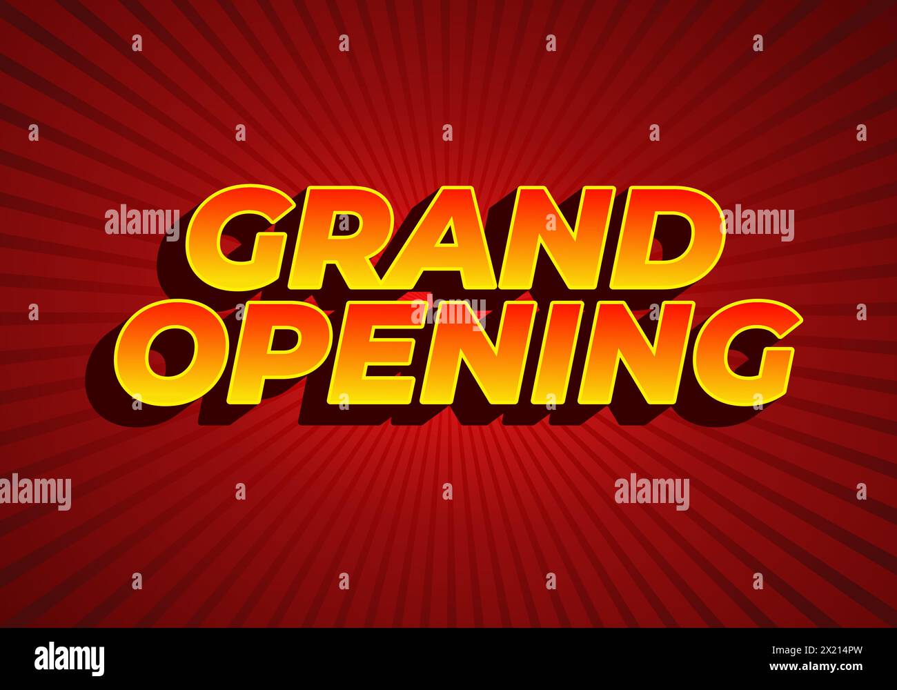 Grand opening. Text effect design in yellow red color with 3 dimension ...