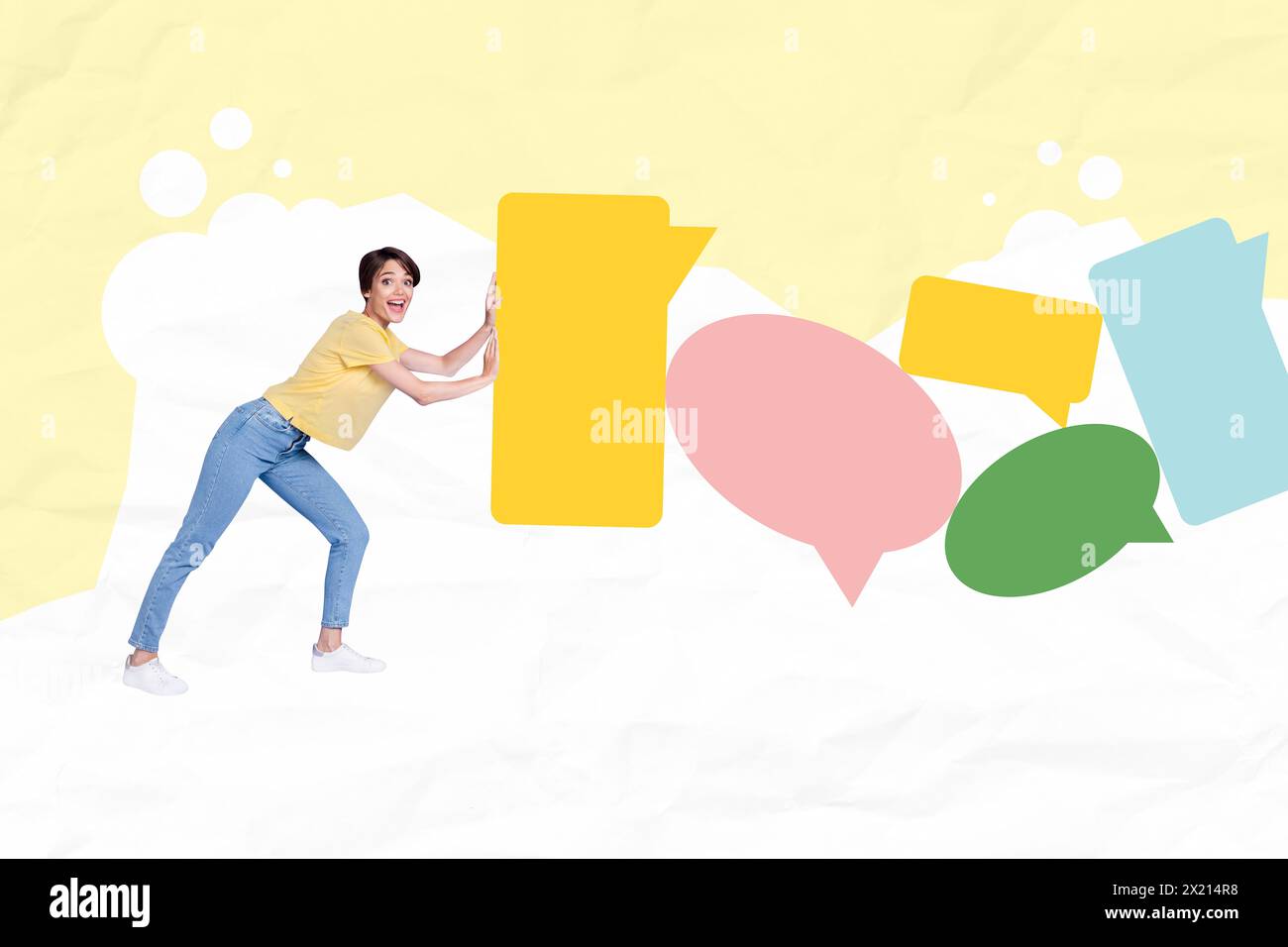 Trend artwork composite photo collage of silhouette young strong lady ...