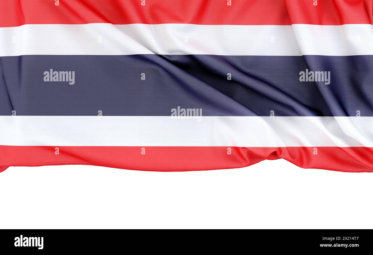 Flag of Thailand isolated on white background with copy space below. 3D rendering Stock Photo ...