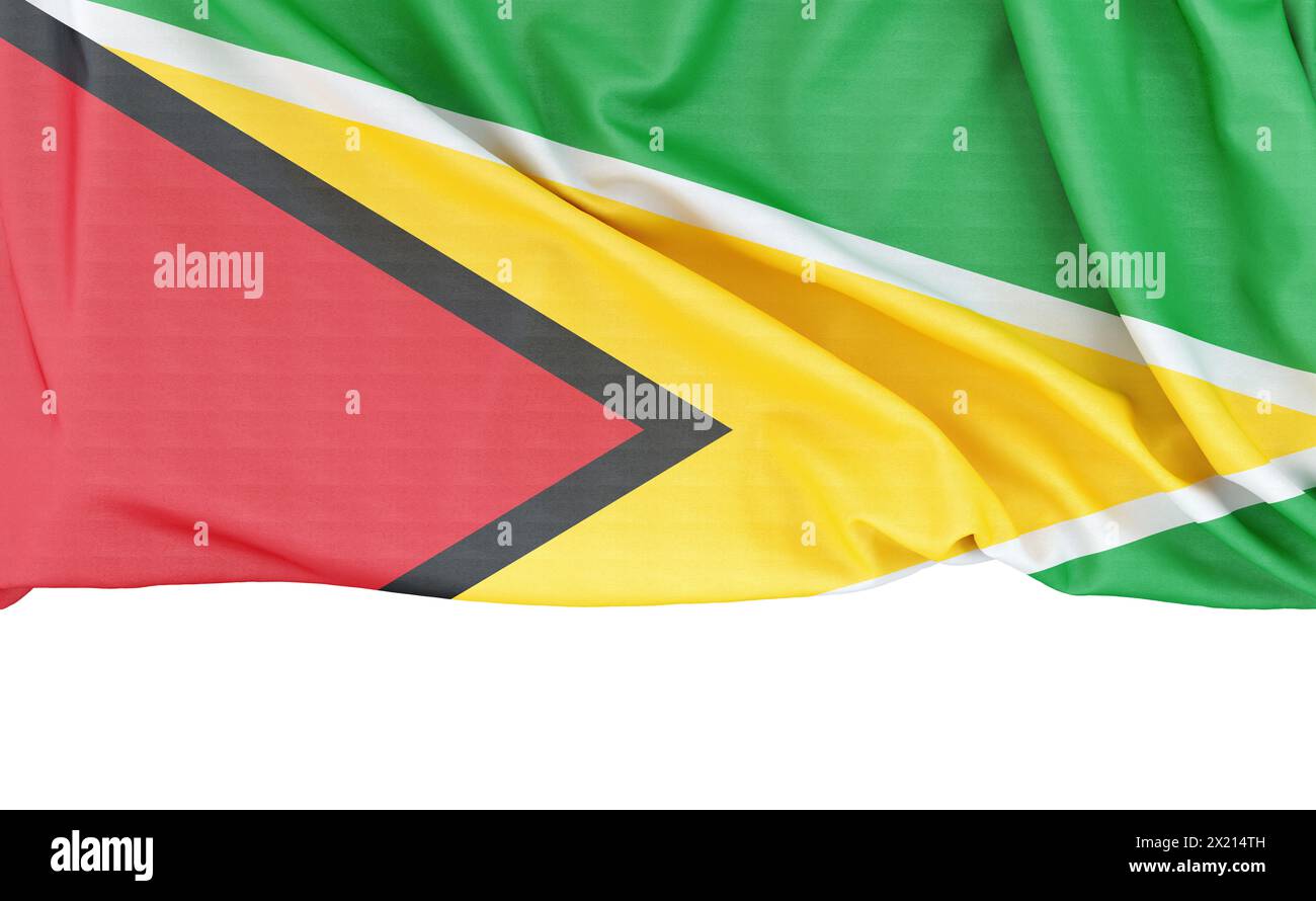 Flag of Guyana isolated on white background with copy space below. 3D rendering Stock Photo - Alamy