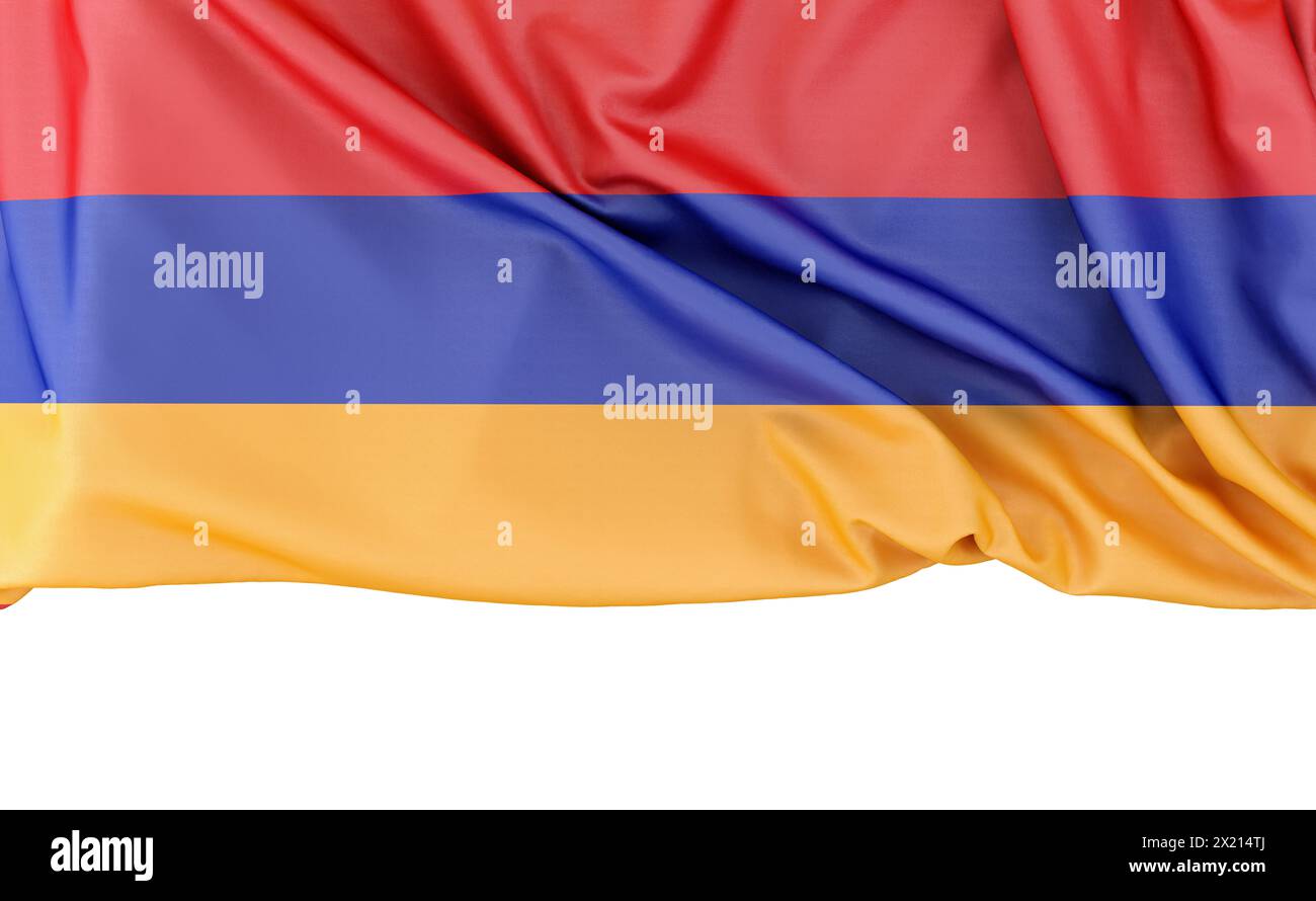 Flag of Armenia isolated on white background with copy space below. 3D rendering Stock Photo - Alamy