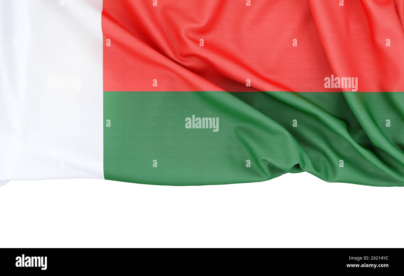 Flag of Madagascar isolated on white background with copy space below. 3D rendering Stock Photo ...