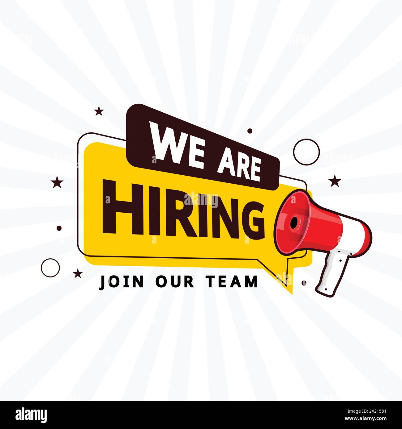 We are Hiring template design with a vector Megaphone. Join Our team banner, poster. Hiring ...