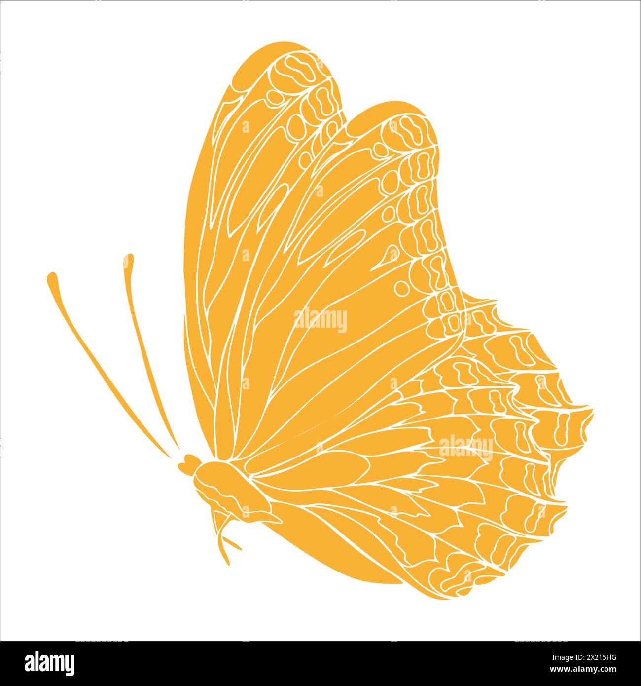 Butterfly yellow silhouette art illustration. Insect butterfly for ...