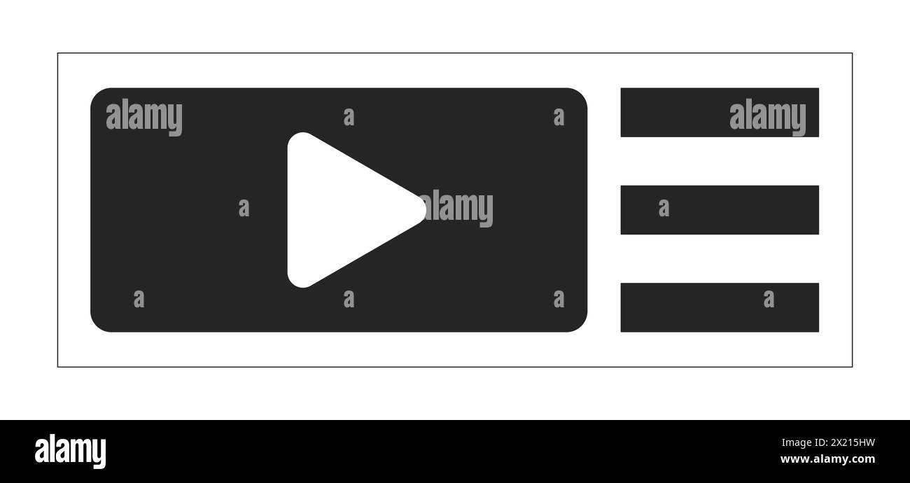 Screen with play button 2D linear cartoon object Stock Vector Image ...