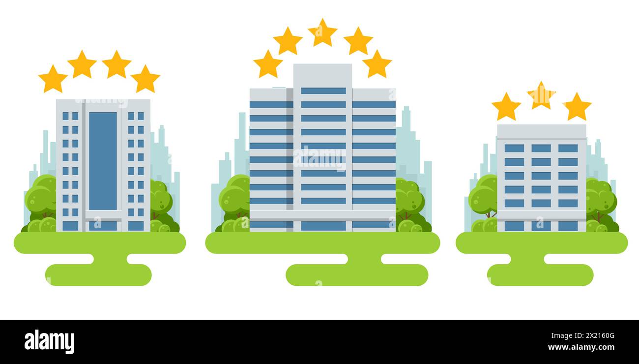 Public hotel building exterior. Five, four, tree stars luxury Hotel ...