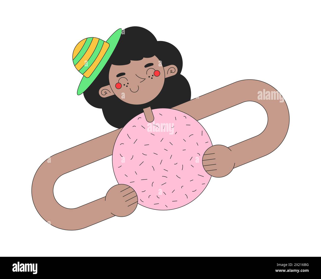 Funky geometric woman 2D linear cartoon character Stock Vector Image ...