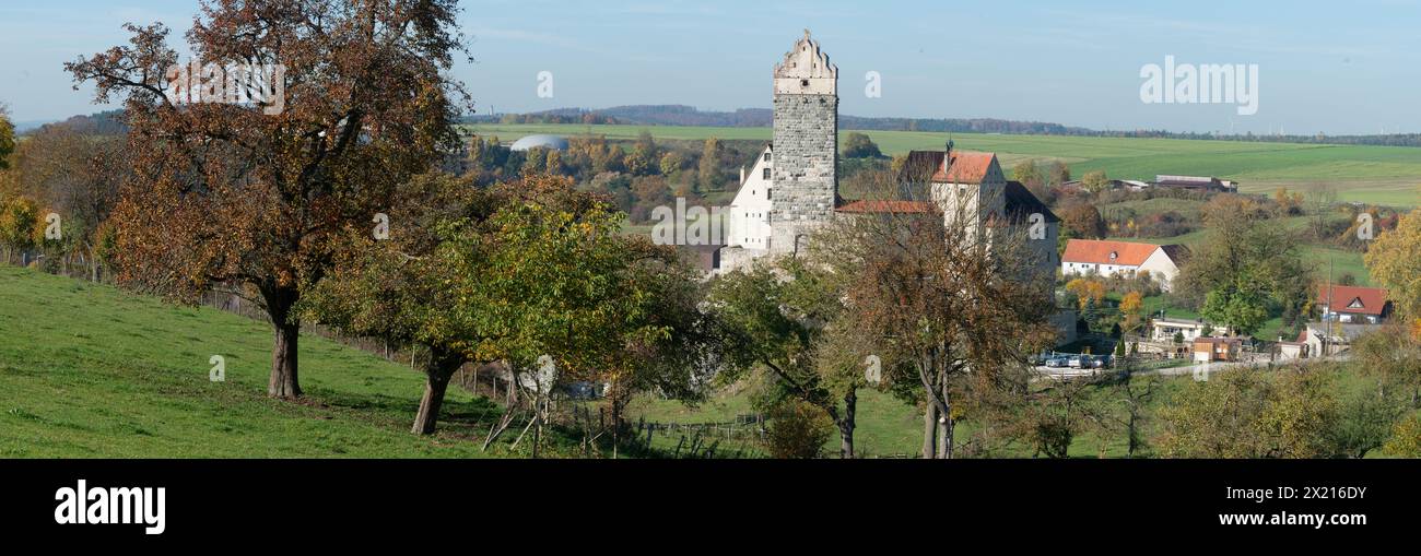 Katzenstein Castle embedded in the landscape of the Ries-Alb, Baden ...