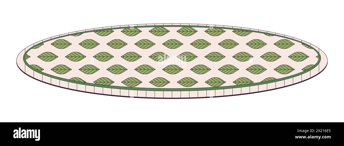 Round carpet leaf pattern 2D linear cartoon object Stock Vector Image ...