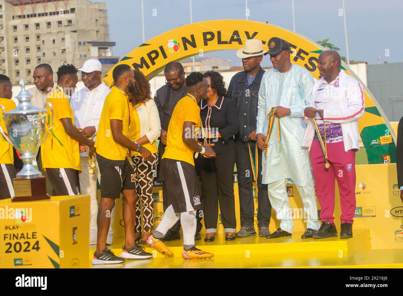 DOUALA, CAMEROON - APRIL 18: Victoria United Fc won the Elite one ...