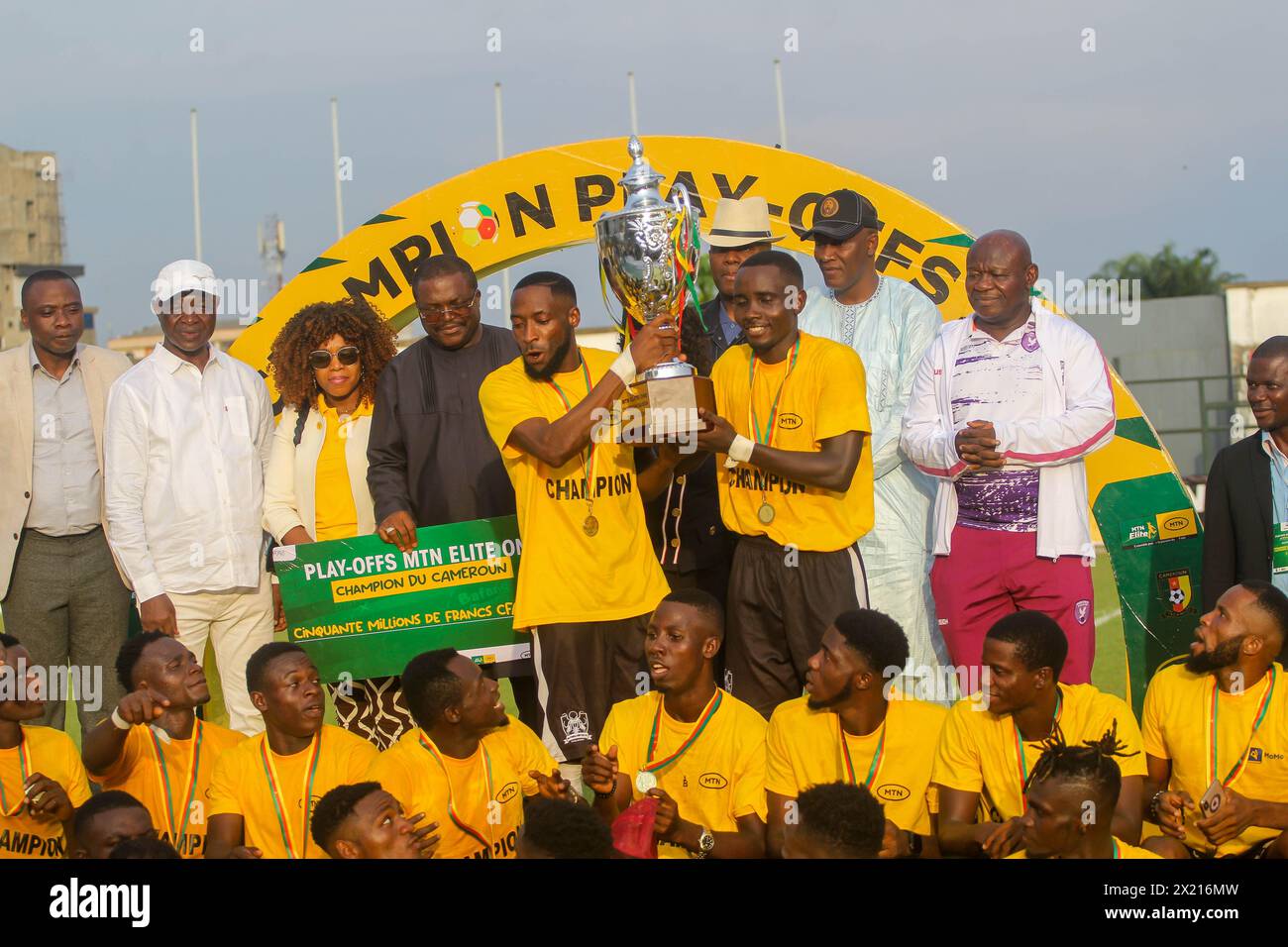 DOUALA, CAMEROON - APRIL 18: Victoria United Fc won the Elite one ...