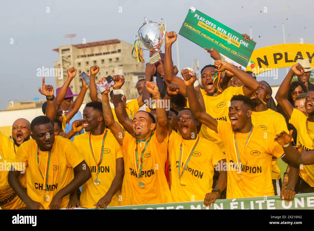 DOUALA, CAMEROON - APRIL 18: Victoria United Fc won the Elite one ...