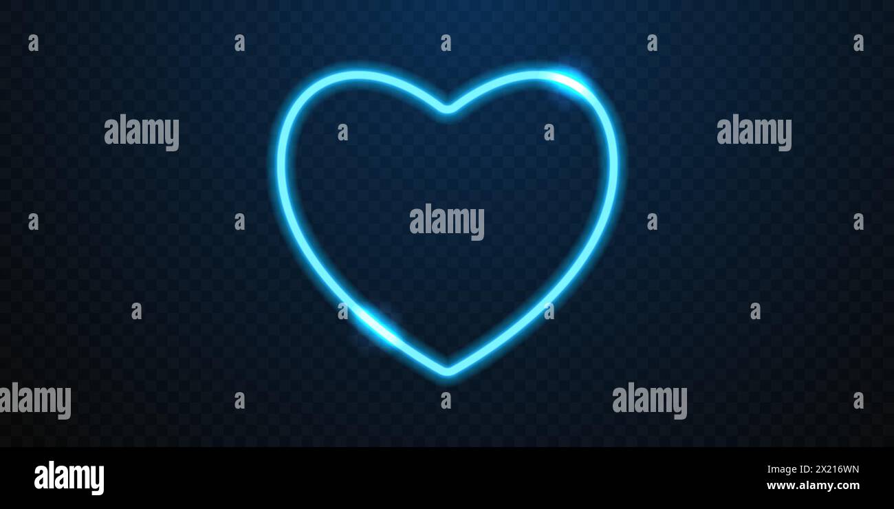 Blue neon heart isolated on transparent background Stock Vector Image ...
