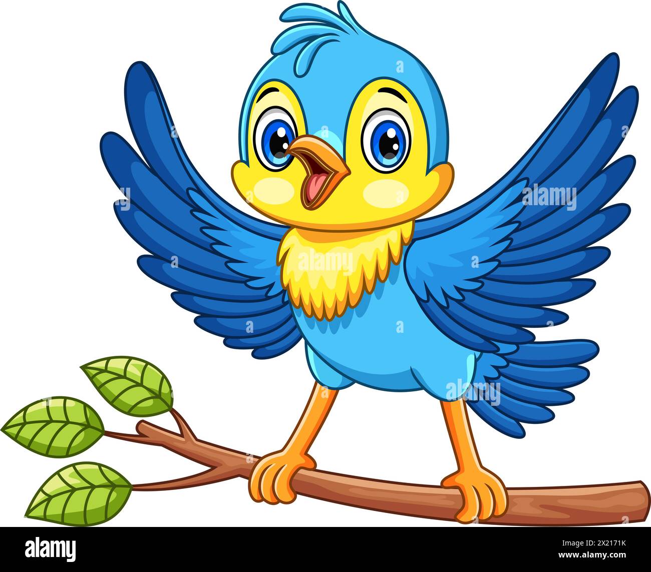Beautiful blue bird on a tree branch Stock Vector Image & Art - Alamy