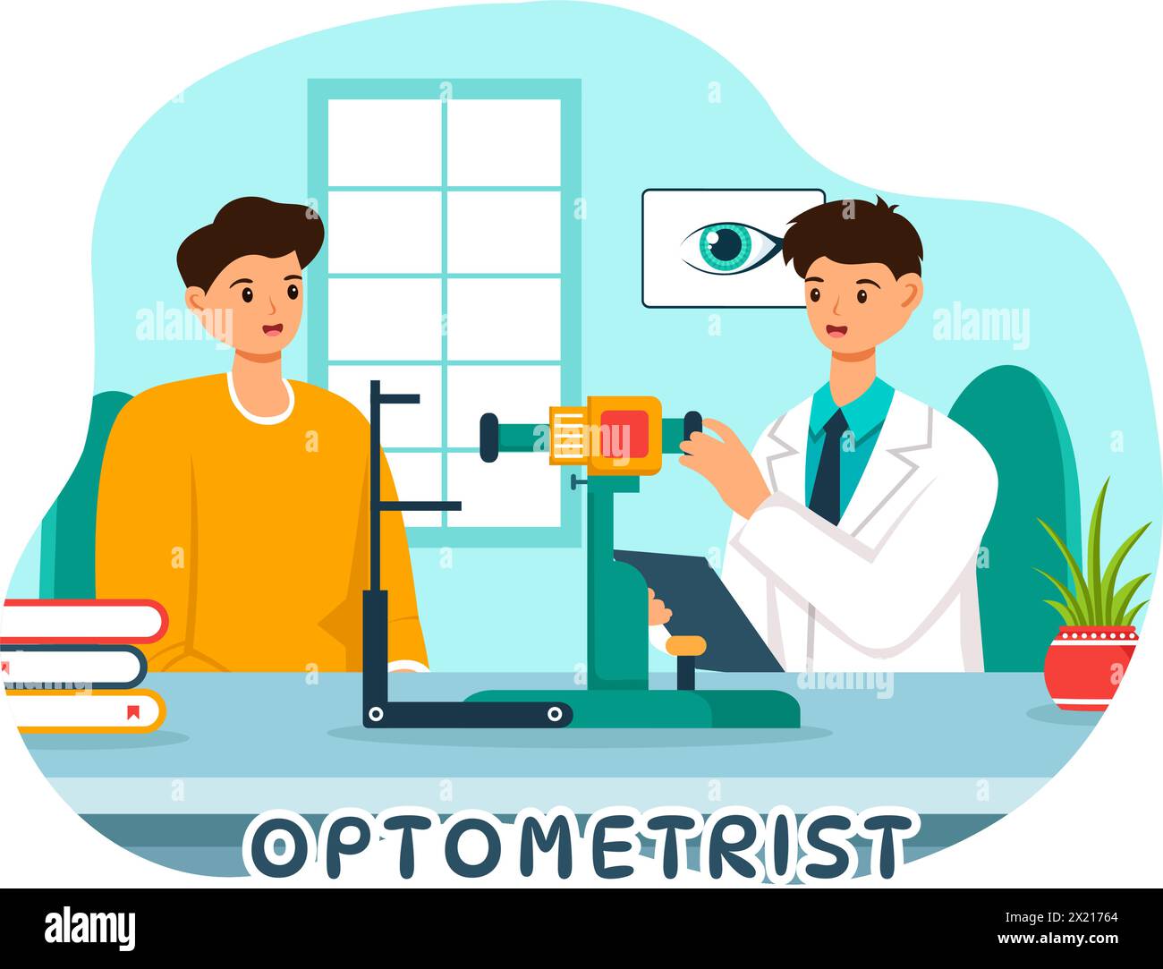 Optometrist Vector Illustration with Ophthalmologist Checks Patient ...