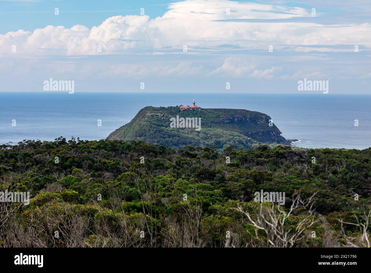 View across Ku-ring Gai chase national park to Barrenjoey peninsula and ...