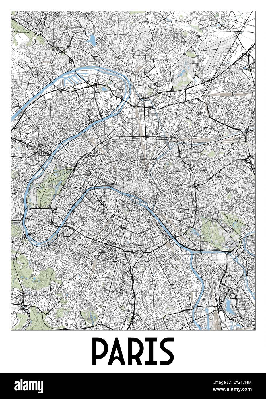 Paris, France map poster art Stock Vector Image & Art - Alamy