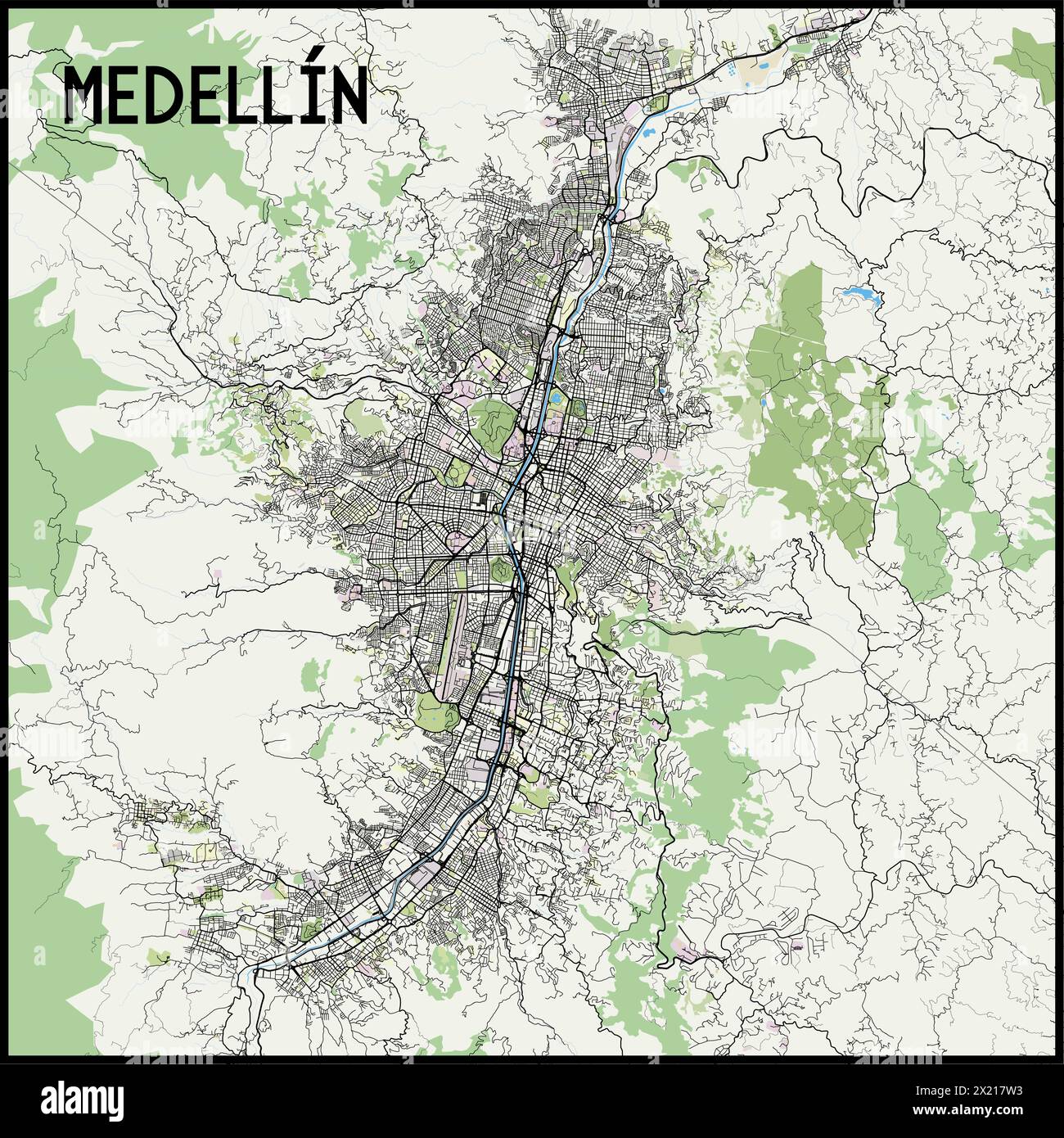 Medellin, Antioquia, Colombia map poster art Stock Vector Image & Art ...