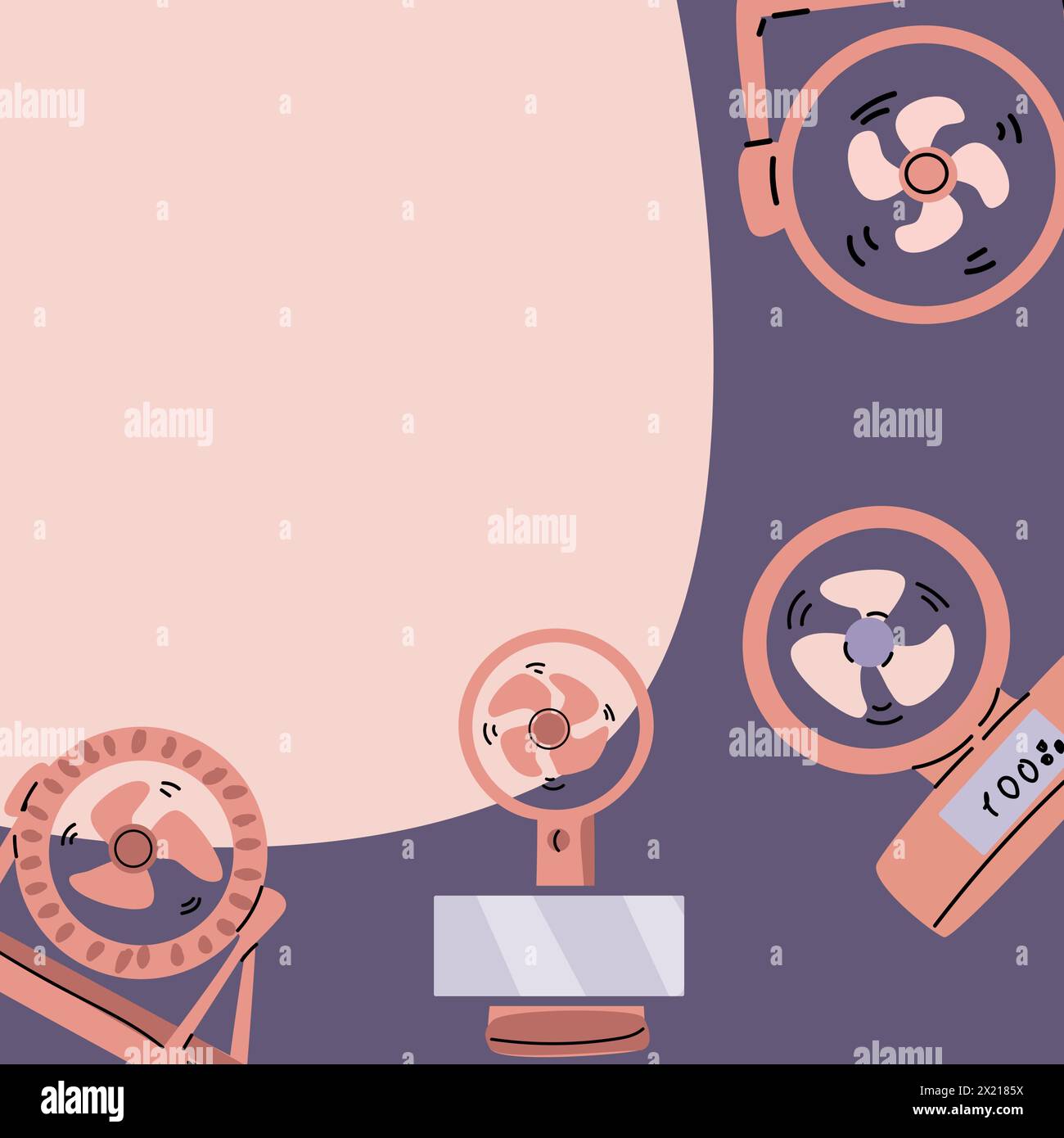 Portable electric fan background - banner or poster with text. Vector ...