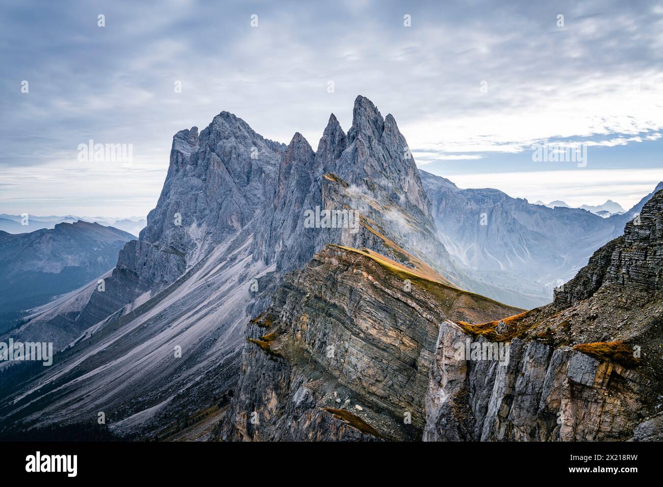 Geissler Group and Seceda in autumn, Val Gardena, Bolzano, South Tyrol ...