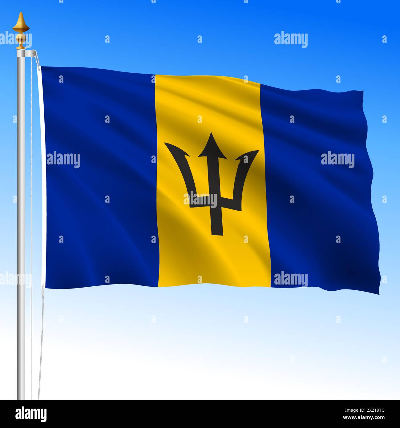 Barbados, official national waving flag, caribbean country, vector ...