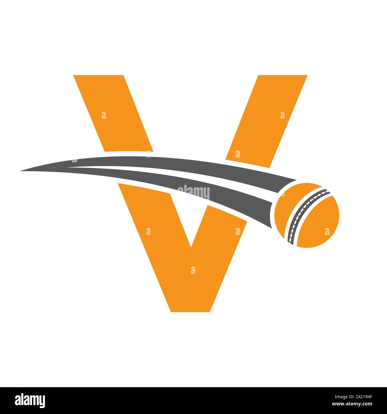Cricket Logo On Letter V Concept With Moving Cricket Ball Symbol ...