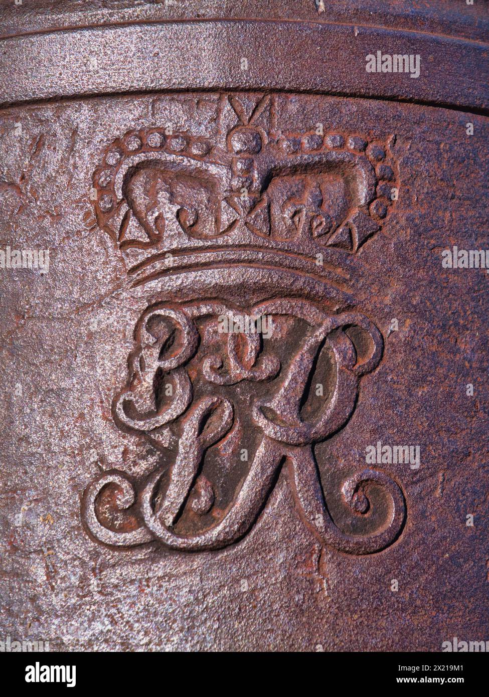 Antigua - Jan 26 2024: The Royal insignia of King George 2nd on a ...