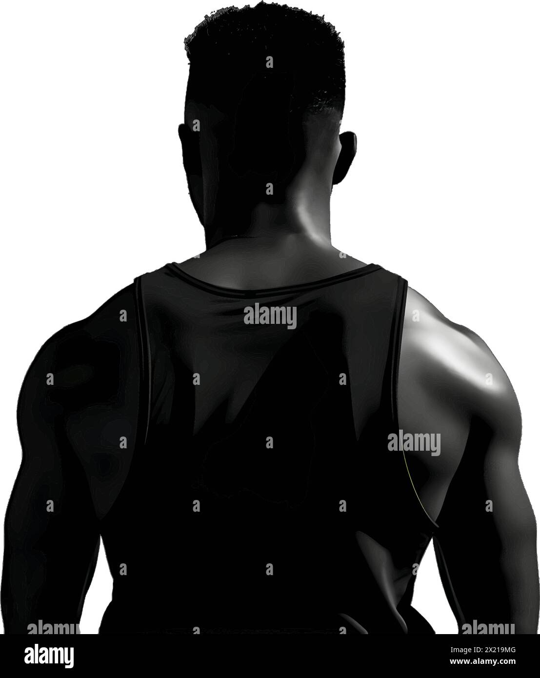 Vector illustration of back of a man in black silhouette against a ...