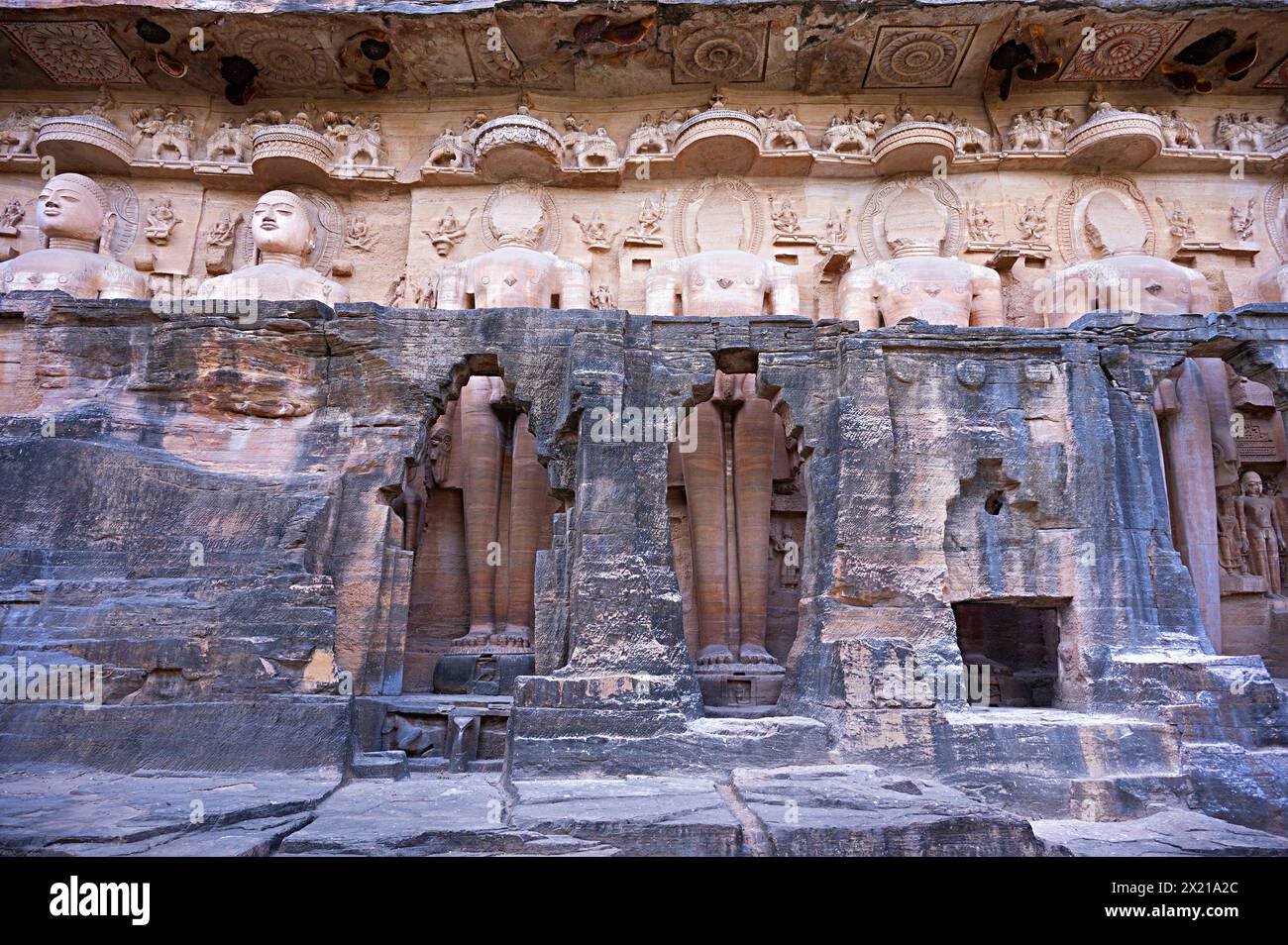 Jain sculptures carved on the rock, popularly known as Rock - Cut Jain ...