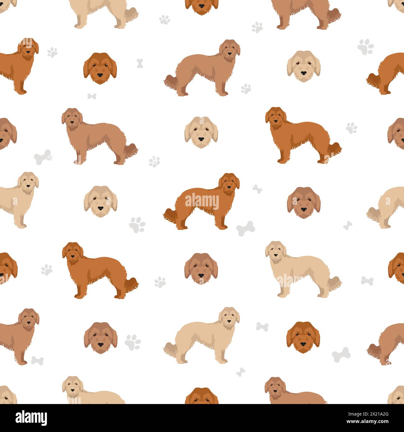 Basque Shepherd dog all colours seamless pattern. Different coat colors ...