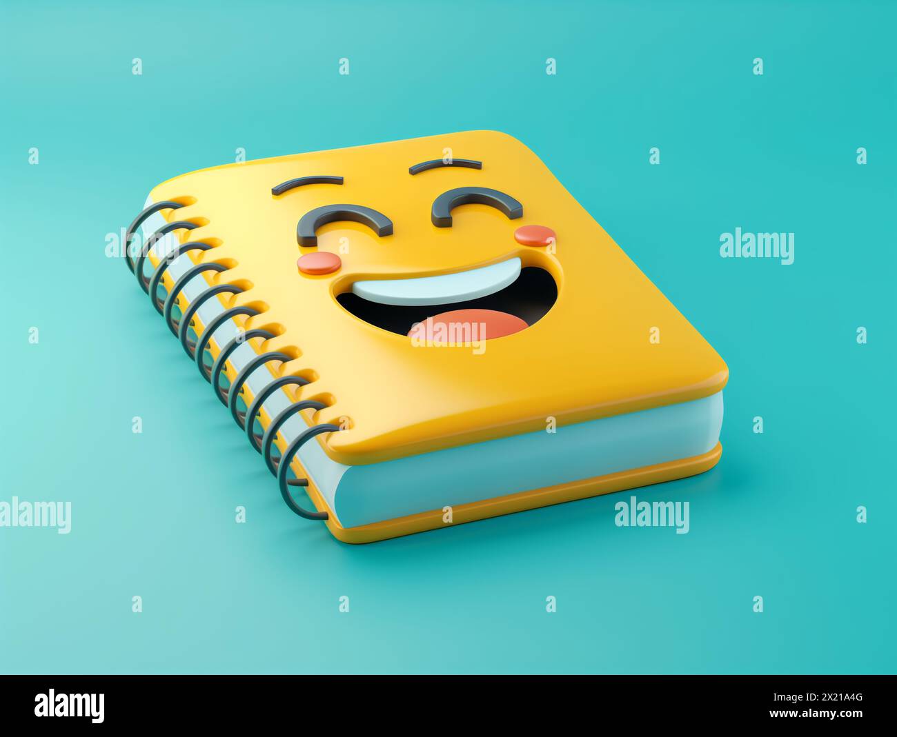 Smilie face note book emoji 3d render happy Stock Photo - Alamy