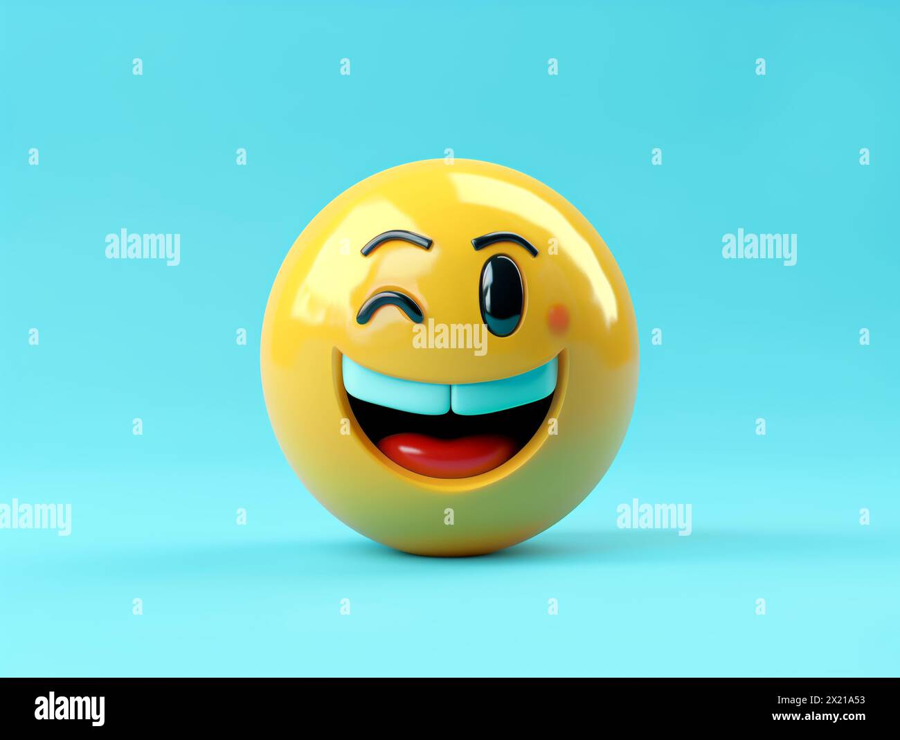3d emoji wink emoticon symbol icon on blue background Stock Photo - Alamy
