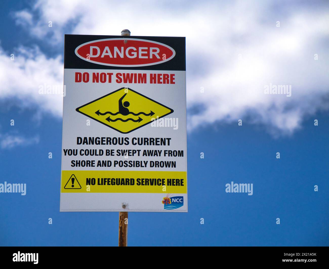 Bridgetown, Barbados - Jan 28 2024: A rectangular sign at the mouth of ...