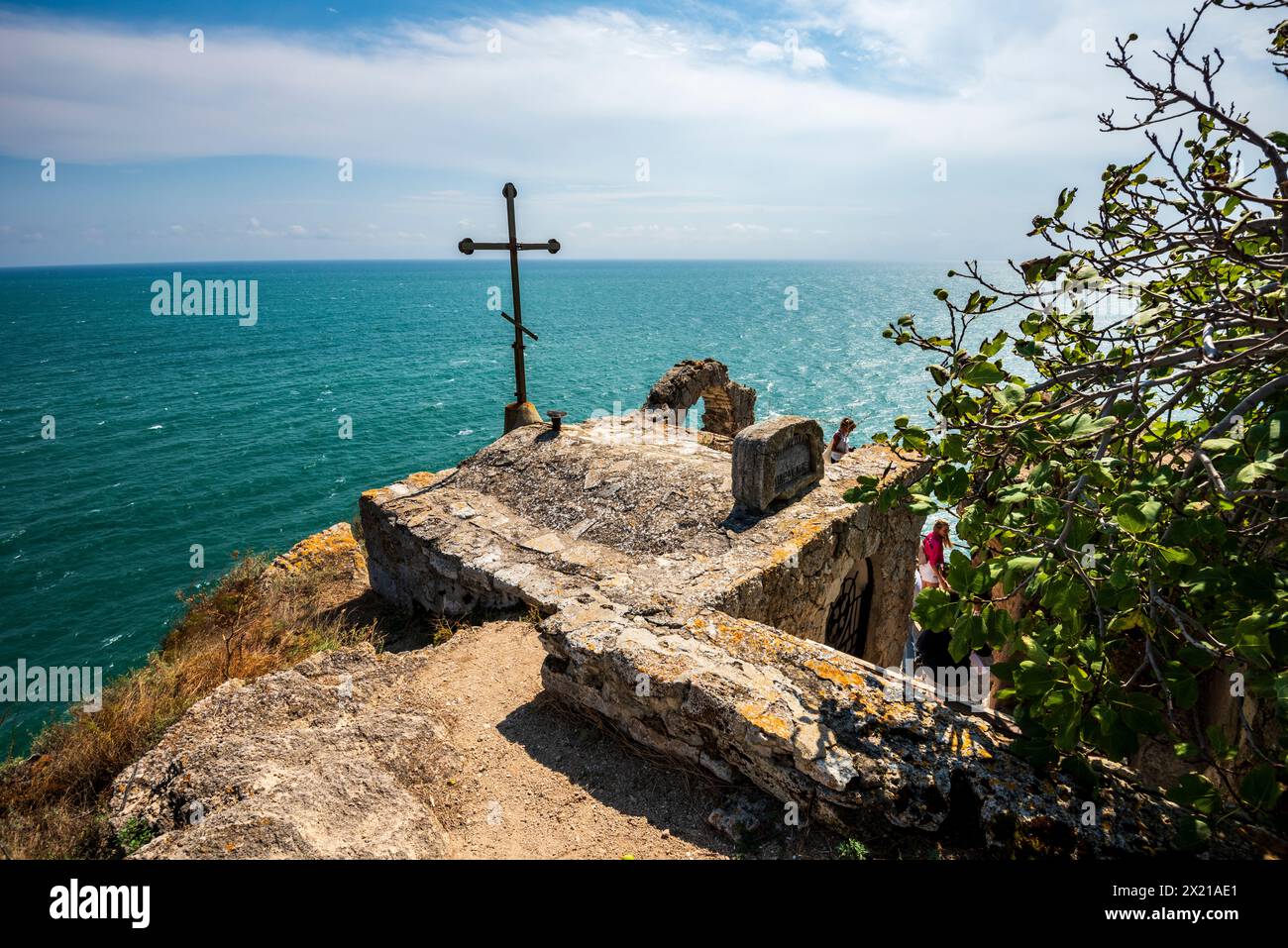 Chapel at Cape Kaliakra on the Black Sea coast in Dobruja region ...