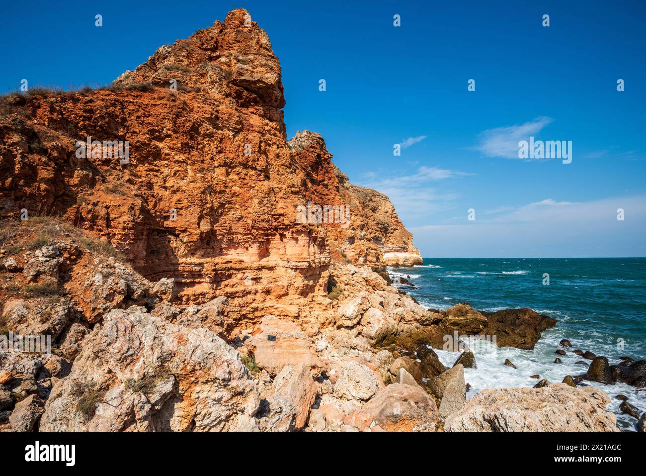 Landscape at Cape Kaliakra on the Black Sea coast in Dobruja region ...