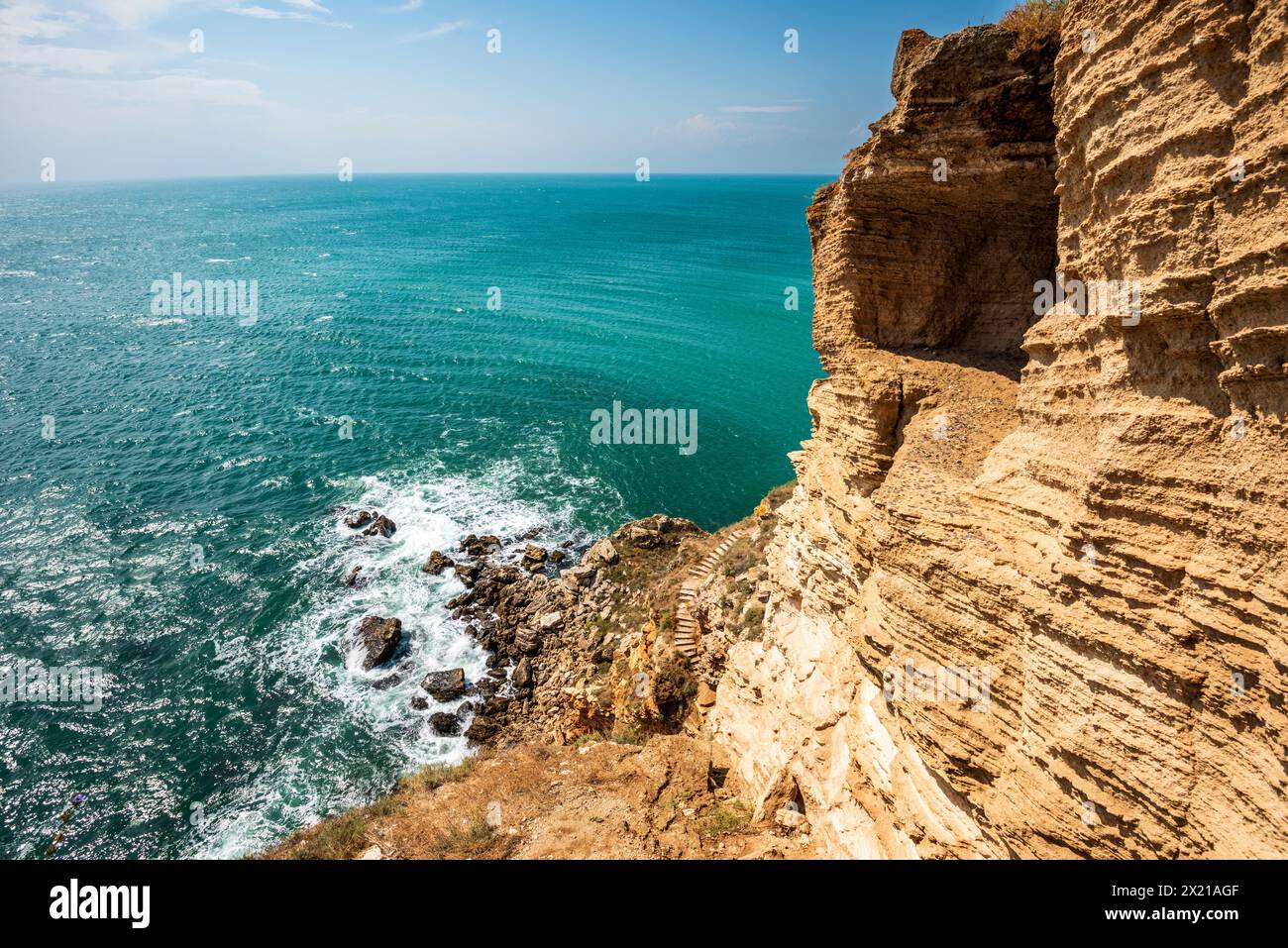 Landscape at Cape Kaliakra on the Black Sea coast in Dobruja region ...