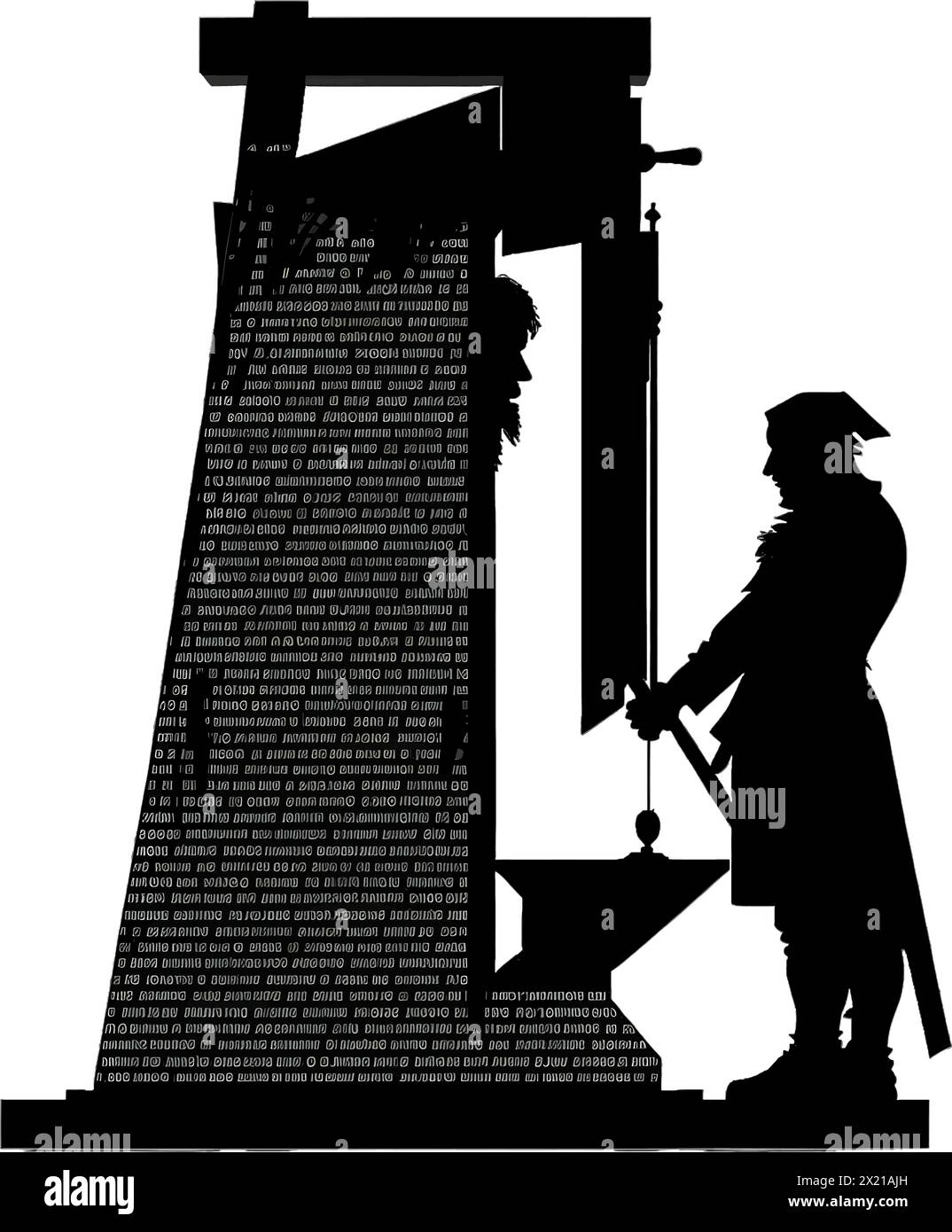 Vector illustration of torture device in black silhouette against a ...
