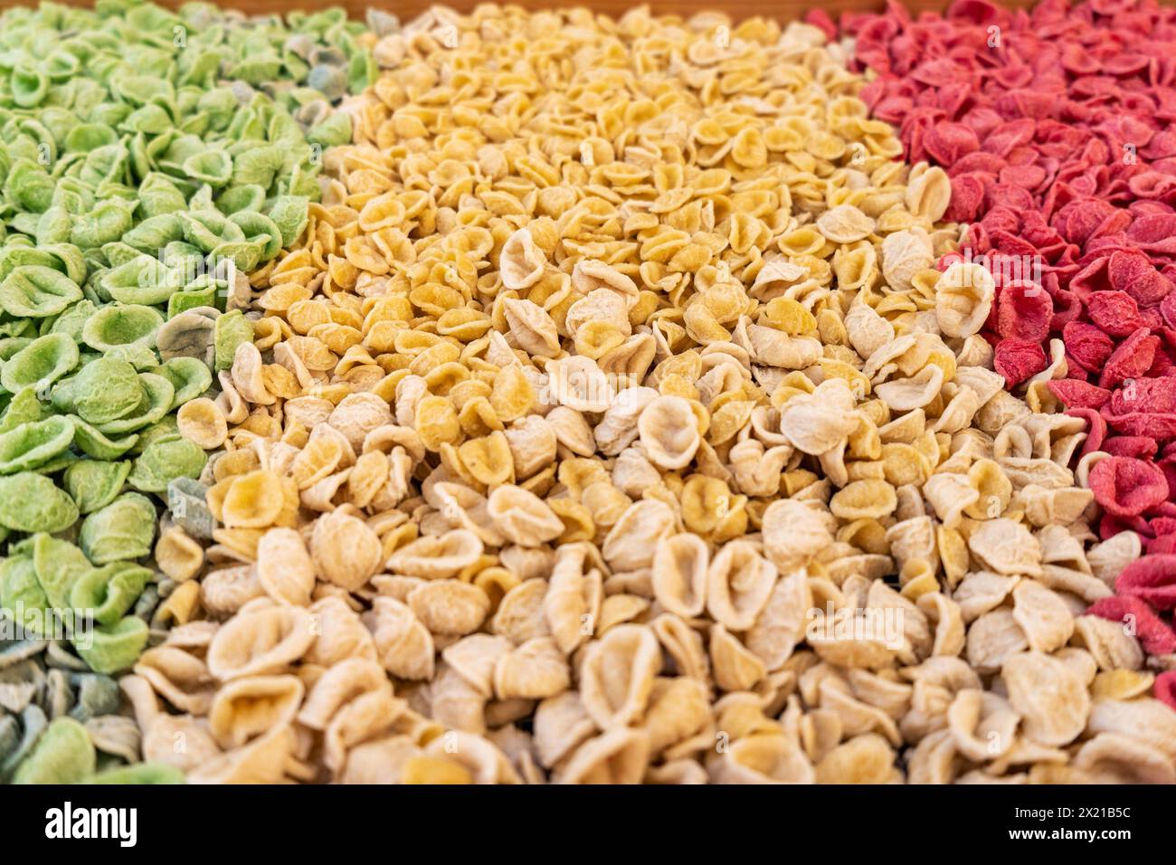Colorful Orecchiette, typical pasta from Bari, in southern Italy ...