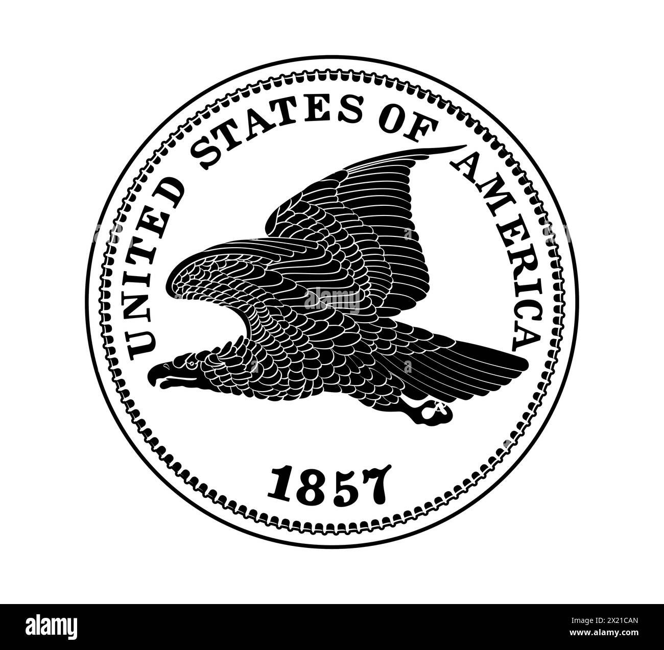 Vector American Money One Cent Coin 1857 The Coin Is Depicted In 5511
