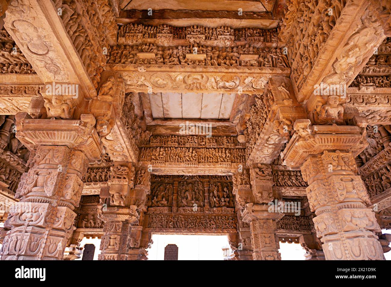 Carved idols on the ceiling of a Shiva temple, Garhi Padavali, Banmore ...