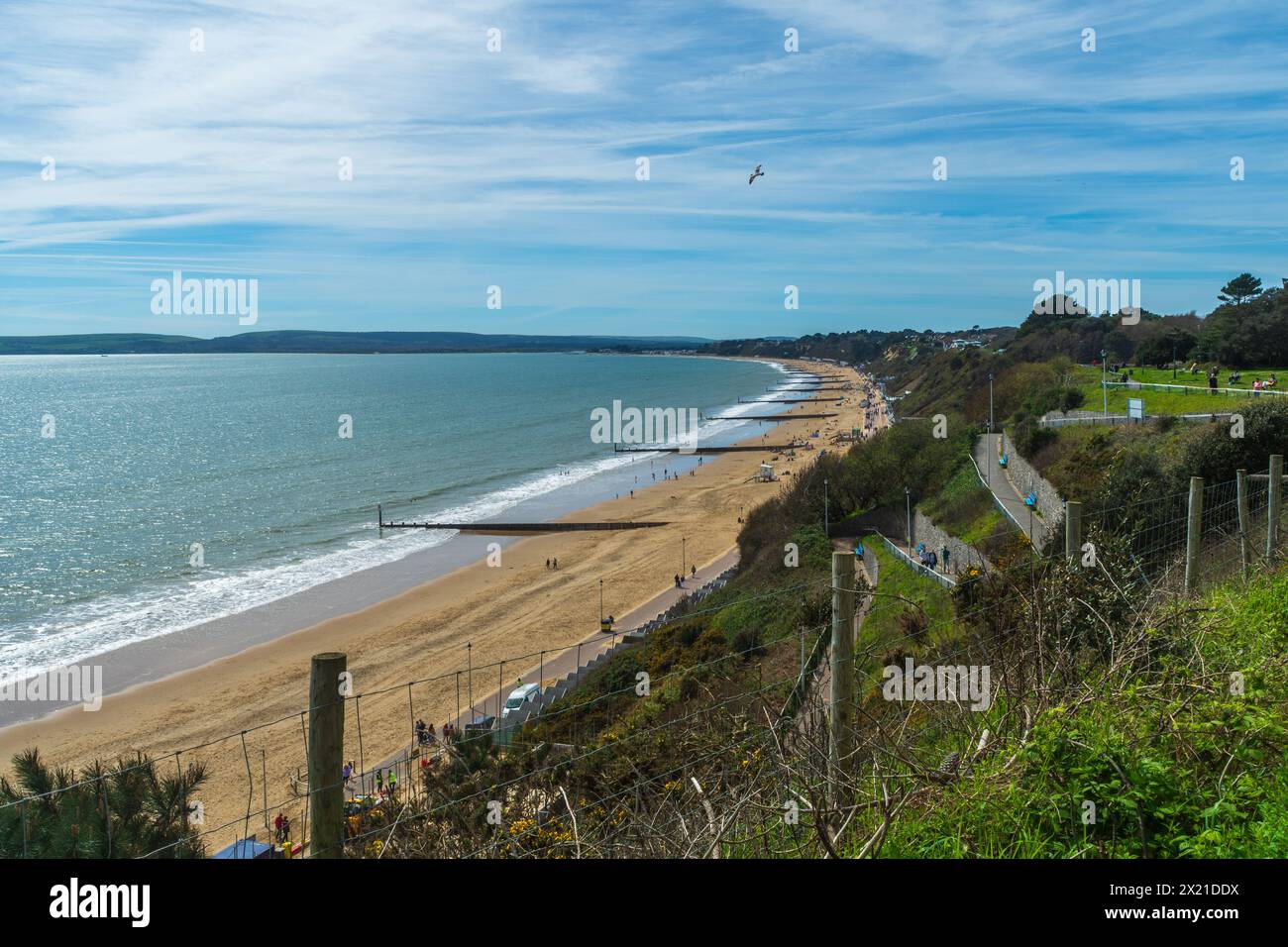 West Cliff, Bournemouth, UK - April 12th 2024: West Cliff Zig Zag path ...