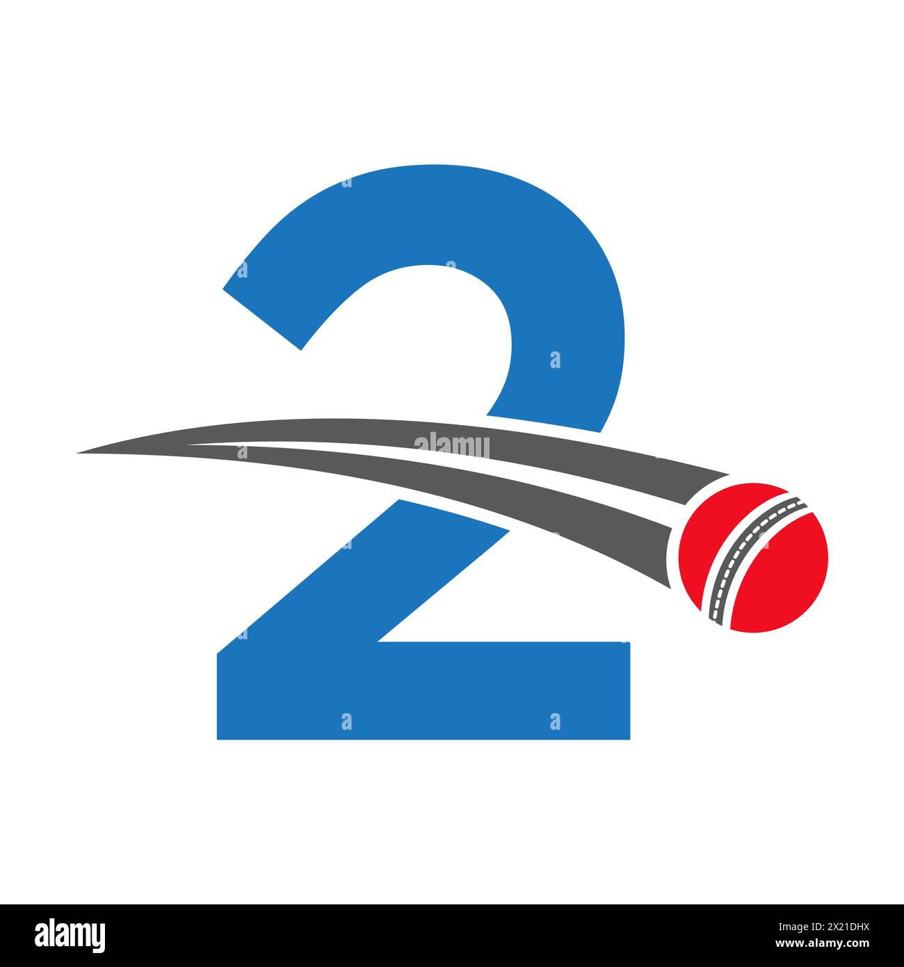 Cricket Logo On Letter 2 Concept With Moving Cricket Ball Symbol ...
