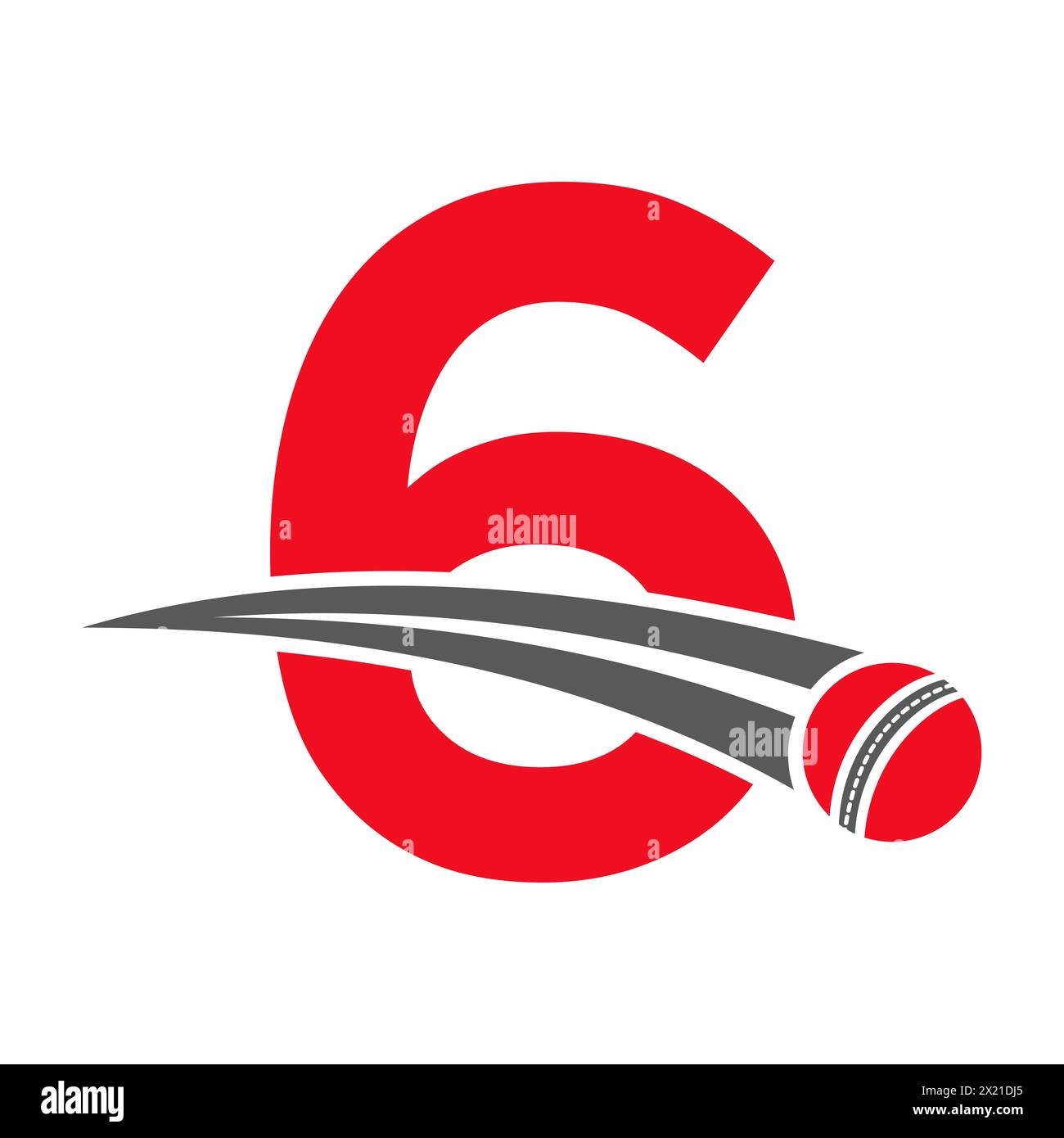 Cricket Logo On Letter 6 Concept With Moving Cricket Ball Symbol ...
