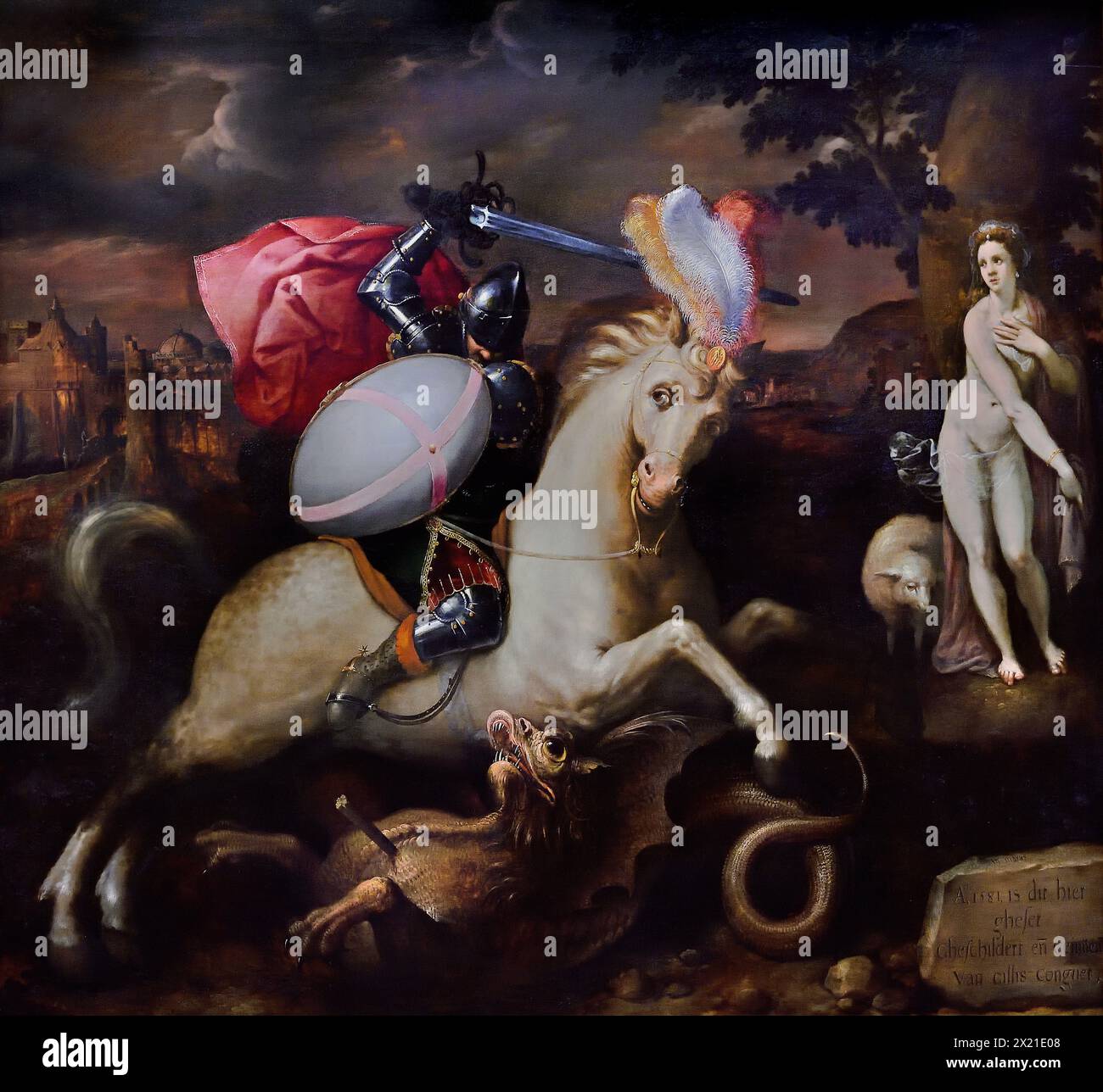 Saint George Defeating the Dragon 1581 Gillis Coignet I 1542-1599 Royal ...