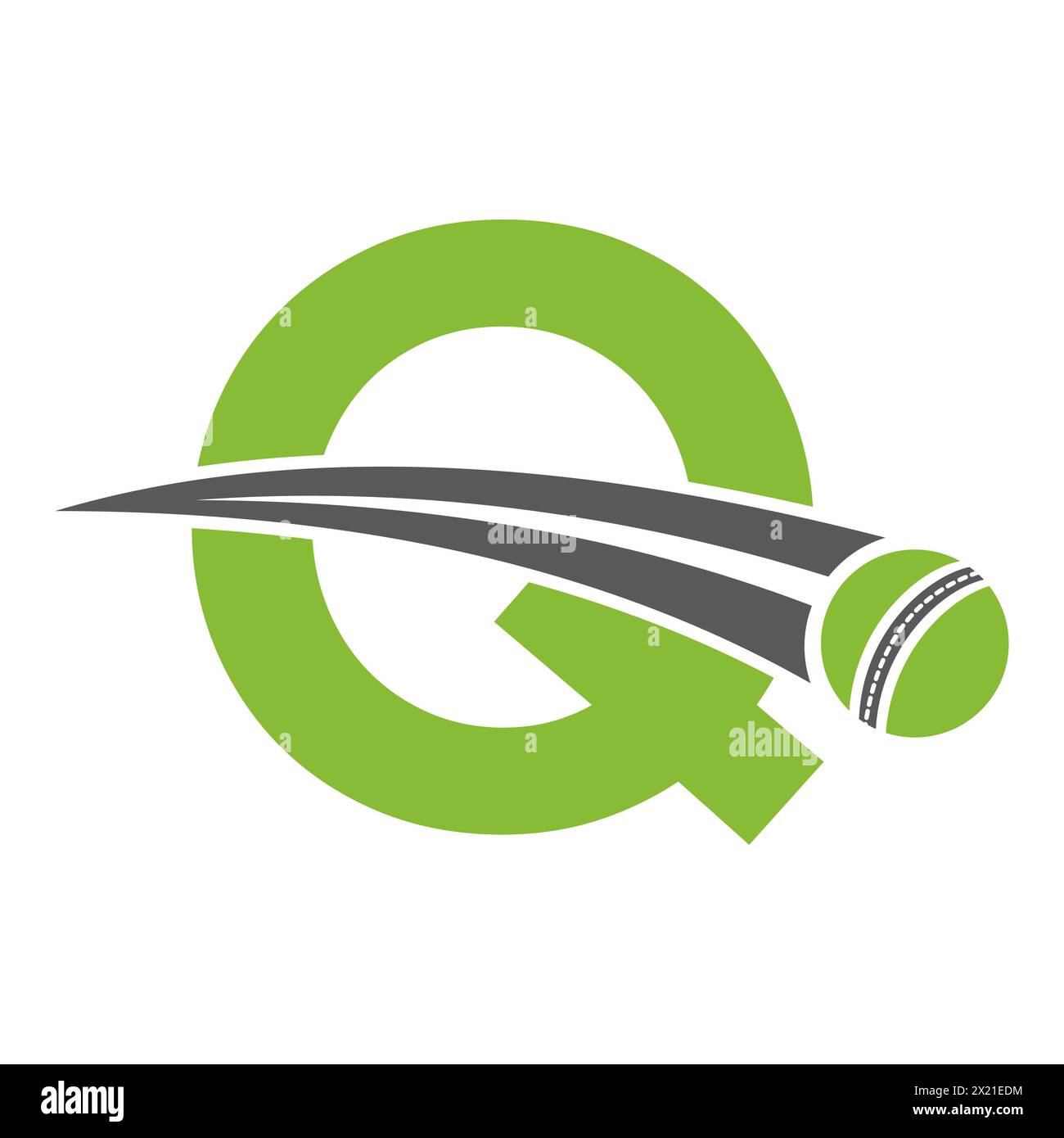 Cricket Logo On Letter Q Concept With Moving Cricket Ball Symbol ...