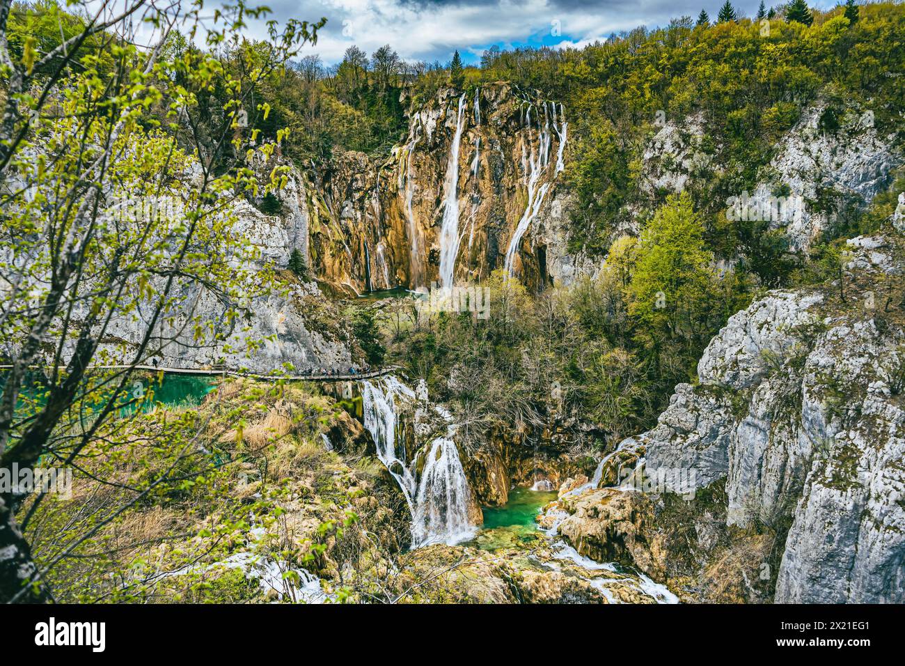 Cascade Glory, Plitvice Boardwalk and Waterfalls Stock Photo - Alamy
