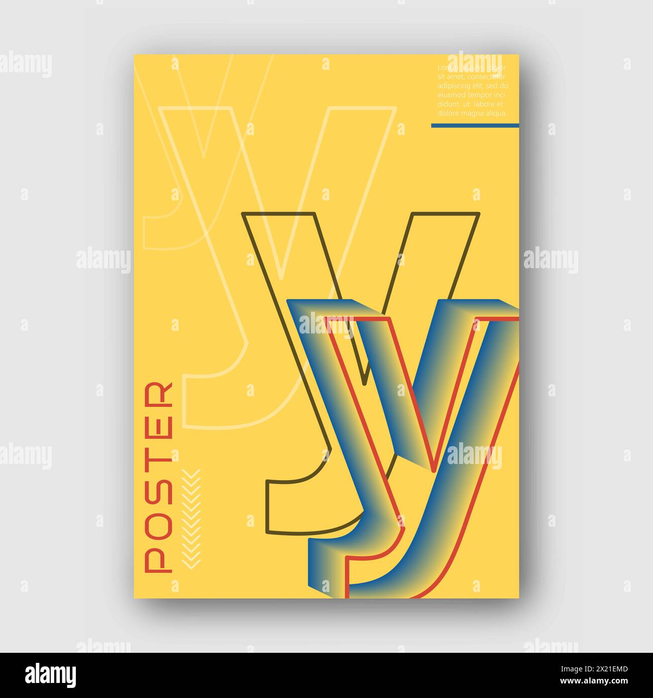 Stylized lowercase letter Y. Template for poster, poster, cover ...