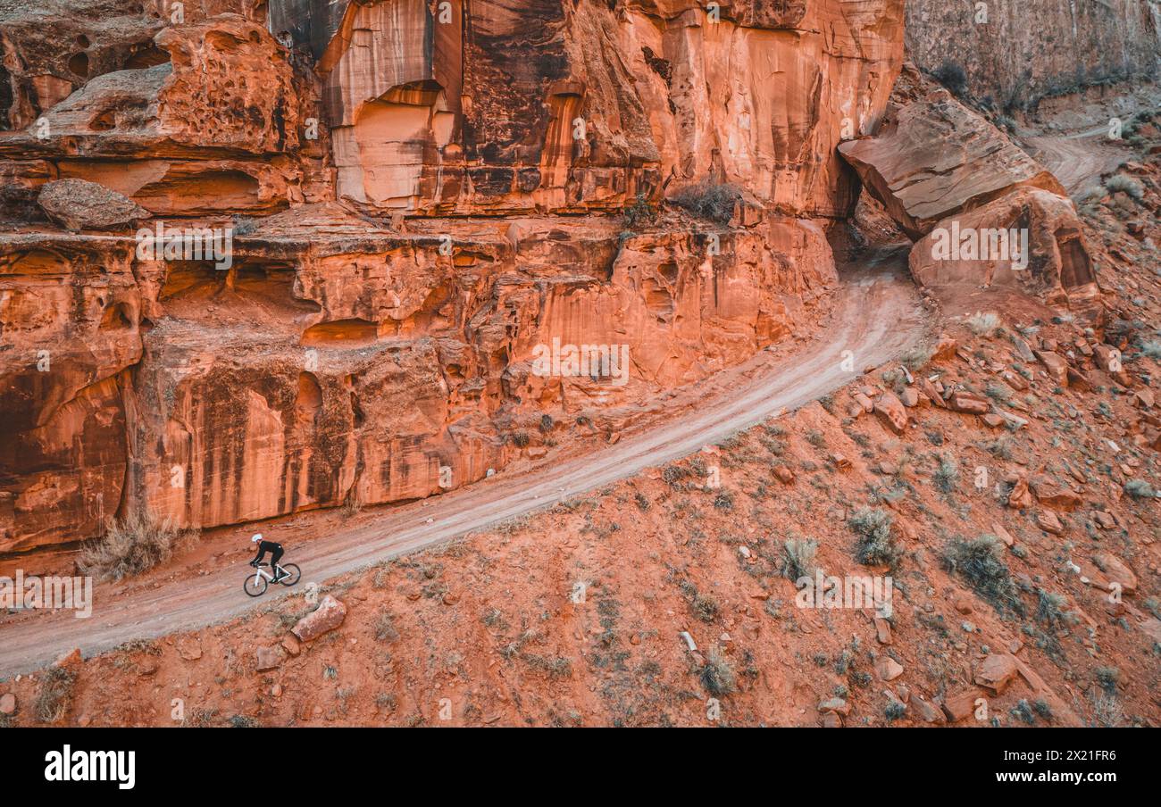 Man rides bike down trail hi-res stock photography and images - Alamy
